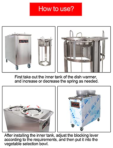 MNSSRN Stainless Steel Tableware Heater, Single Head Dish Warmer Tableware Plate Heating Commercial Equipment Restaurant Electric Food Warmer Set Container