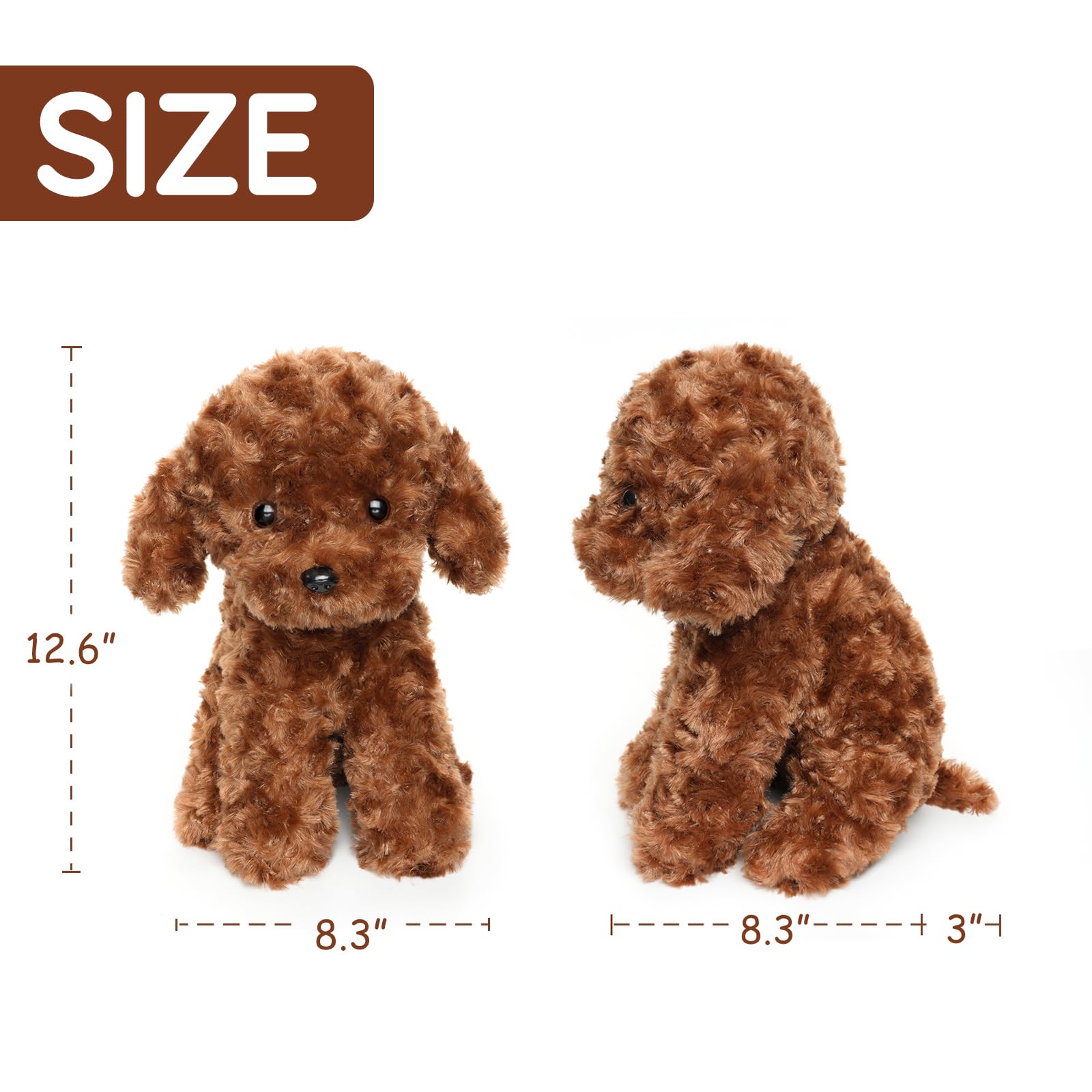 WEIGEDU Labradoodle Plush Toy, Fluffy Red Poodle Stuffed Animal, 12.6" - Perfect for Kids, Babies, Birthday