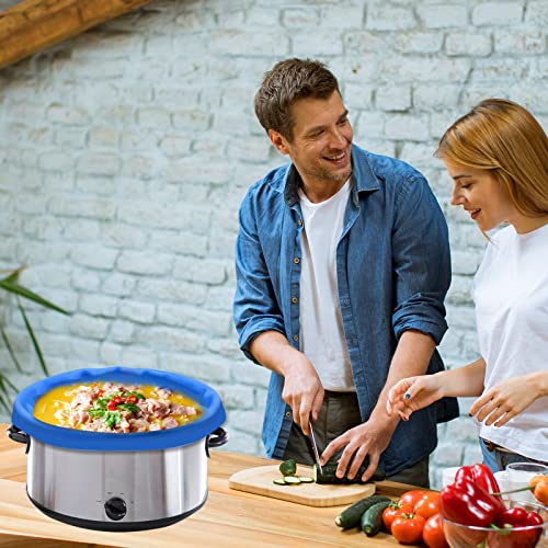MQFORU Silicone Slow Cooker Liners fit Crockpot 6-8 Quart, 2 Pack Divider Silicone Liners for Crock Pot, BPA Free/Leakproof/Dishwasher Safe, for Most 6-8QT Oval Shape Cooking Liner