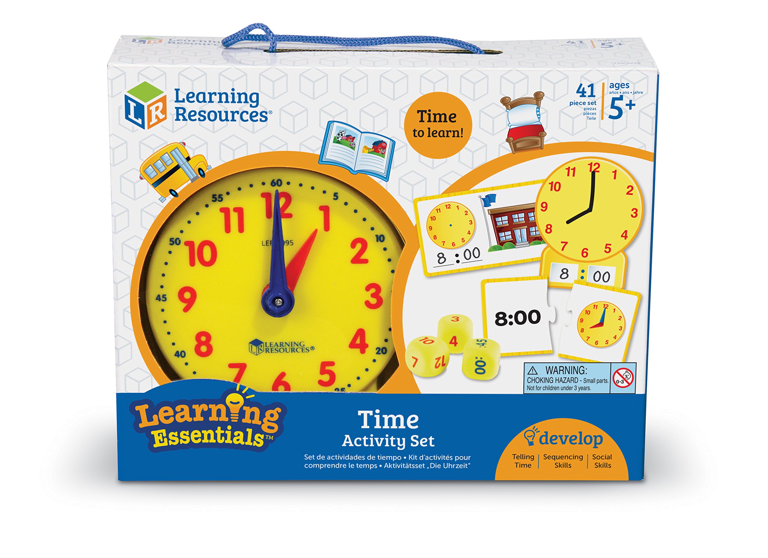 Learning Resources Magnetic Ten-Frame Answer Boards (Set of 4) and 100 Counters + Learning Resources Time Activity Set - 41 Pieces