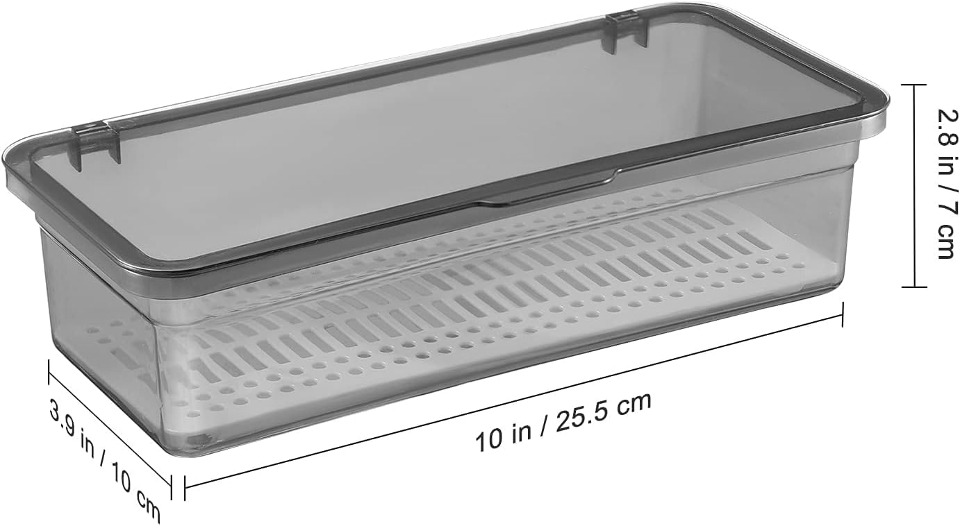 benbigbee Flatware Tray with Lid,Flatware Plastic Tray with Lid Kitchen Cutlery and Utensil Drawer Organizer Silverware Countertop Storage Container (White)