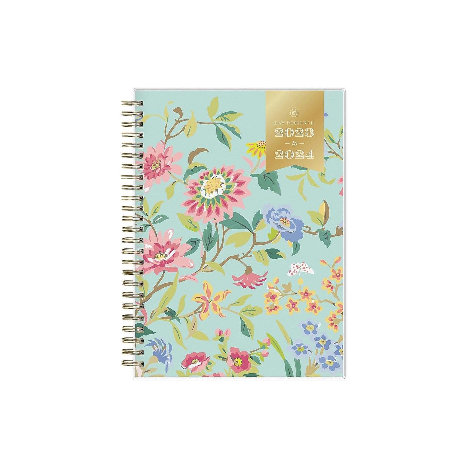 Blue Sky Day Designer for 2023-2024 Academic Year Weekly and Monthly Planner Notes, 5.8' x 8.6', Frosted Cover, Climbing Floral Mint (137884-A24)