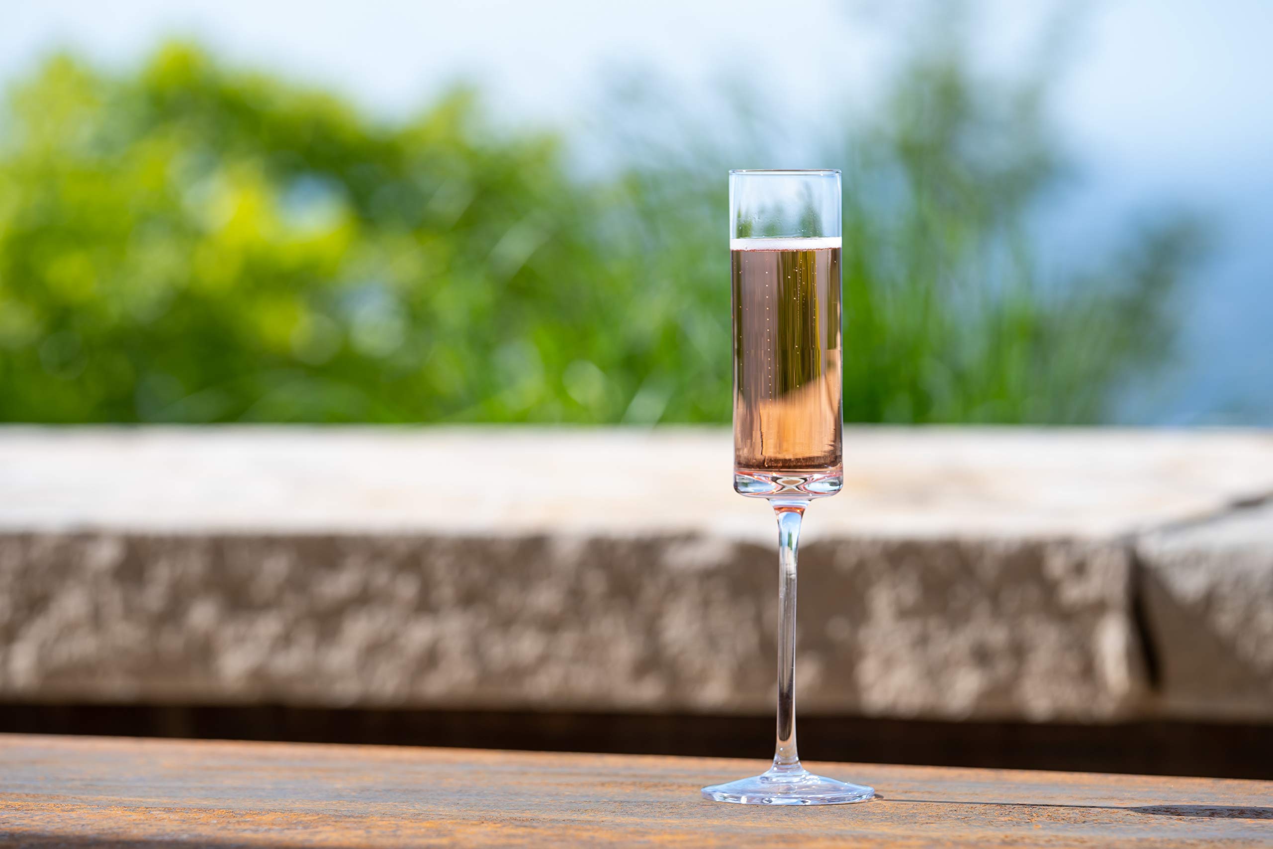 Aspen & Birch - Modern Champagne Flutes Set of 6 - Champagne Glasses - Mimosa Glasses, Crystal Stemware, Clear, 6 oz, Hand Blown Glass Champagne Flutes - Hand Crafted by Artisans