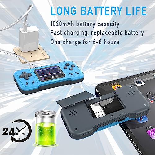 Game Console for Kids Adults, Retro Game Console Built-in 500 Games, 3.0" FT HD Color Screen, AV Output, Dual 3D Joysticks, Handheld Emulator Game Console Birthday for Kids