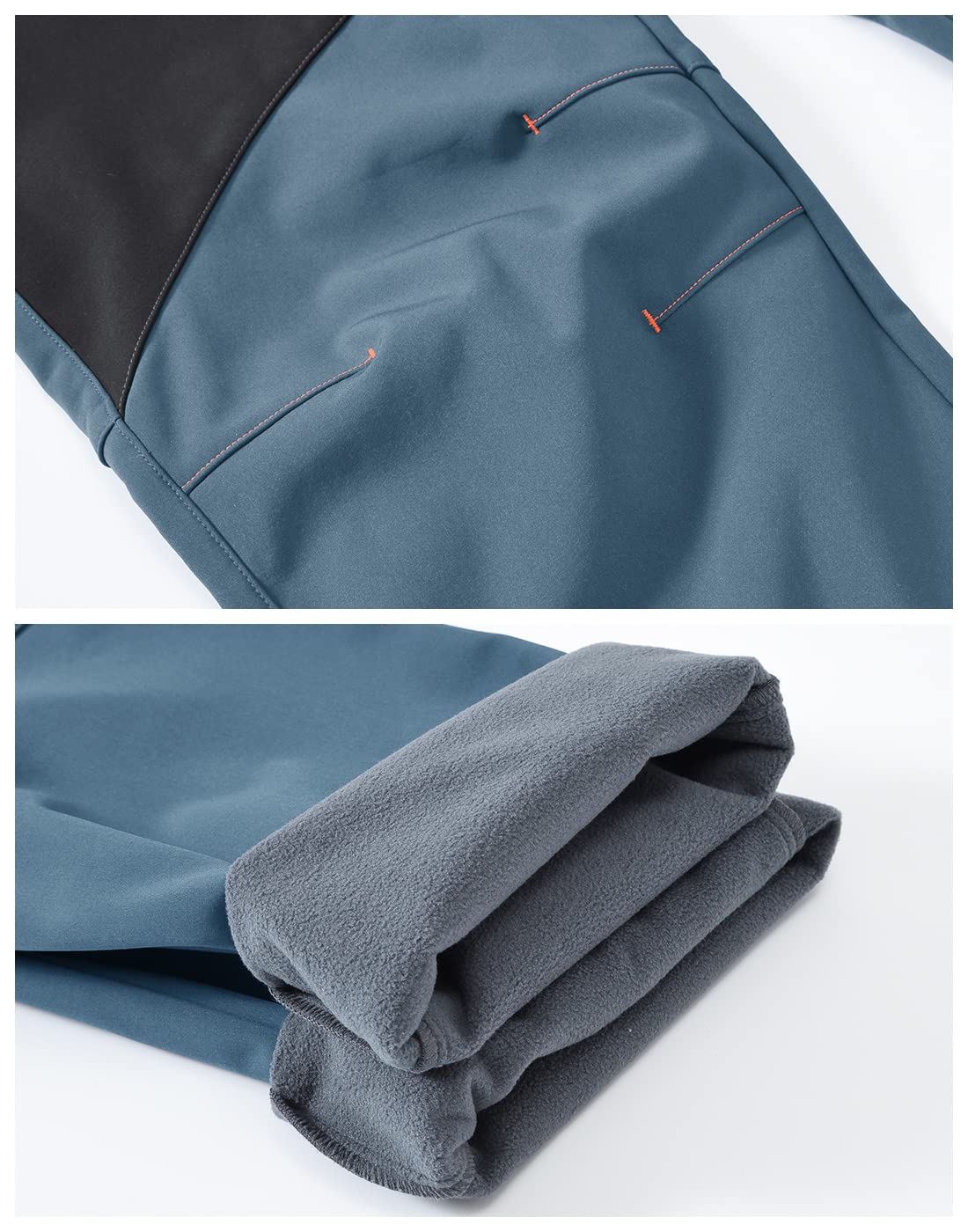BGOWATU Women's Waterproof Windproof Ski Snow Pants Fleece Lined Warm Hiking Insulated Softshell Pant Grey Blue L