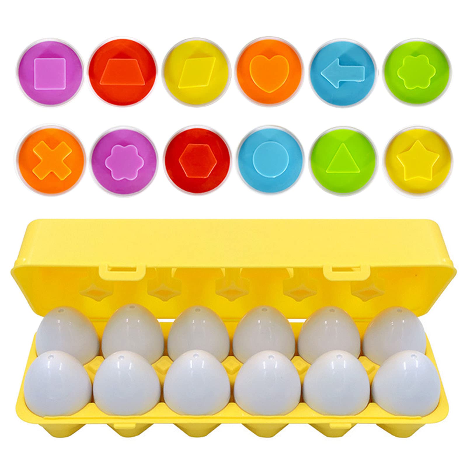 HIWIND Easter Eggs for Toddler Matching Egg for 1 2 3 Year Old Boy Girls Easter Gift Platic Easter Eggs Easter Basket Filled Color & Shape Sorter Skills Study Toys Early Learning Match Egg