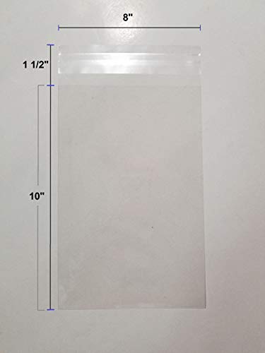 UNIQUEPACKING 100 Pcs 8x10 Inches Clear Resealable Cellophane Cello Bags