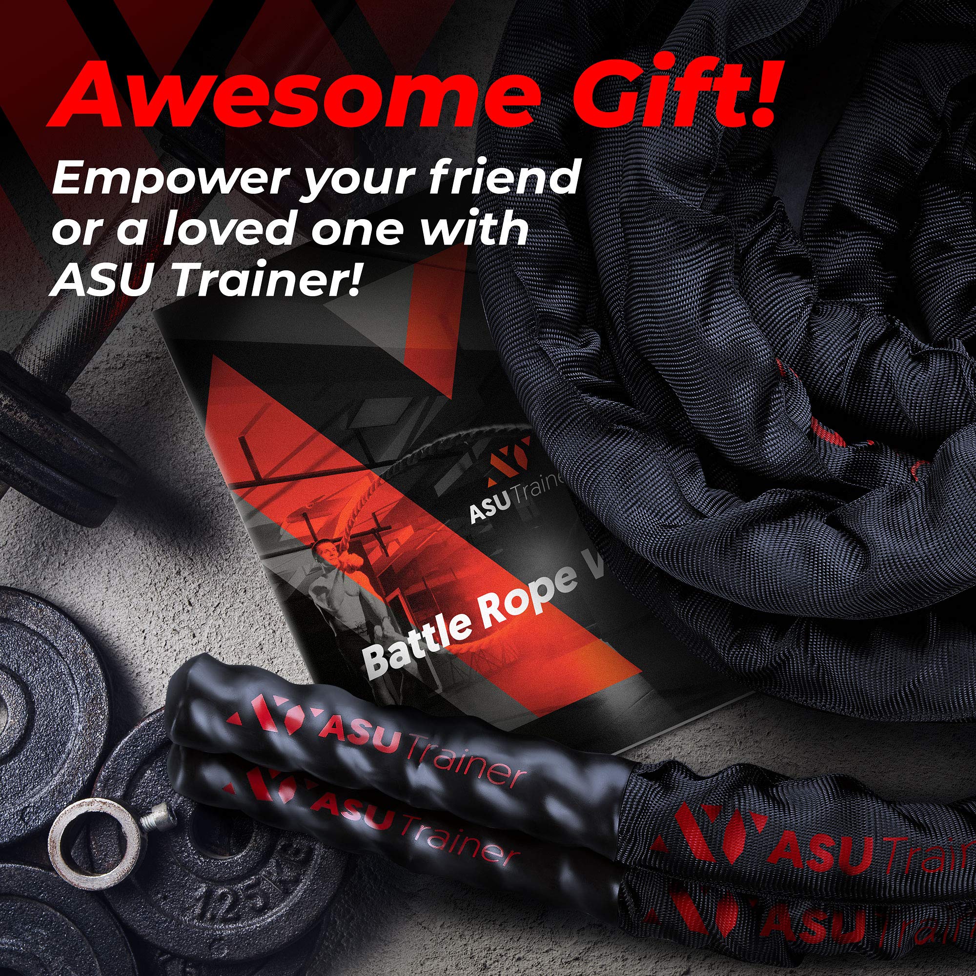 ASU Trainer Poly Dacron Weighted Battle Ropes for Home Gym β Indoor/Outdoor Workout Rope with Sleeve, Heat-Shrink Handles, & Anchor Kit β Exercise Rope for Training/Fitness/Boxing, Army Battle Rope