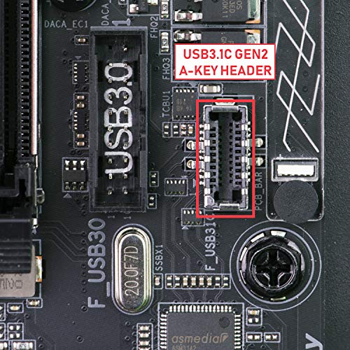 LINKUP - USB 3.2 Gen 2x2 20Gbps USB-C Type Internal Panel Cable Mount Motherboard Header Extension Adapter┃20-Pin A-Key Male with Cover to USB-C Female Connector with PCI Bracket - Right Angle - 60cm