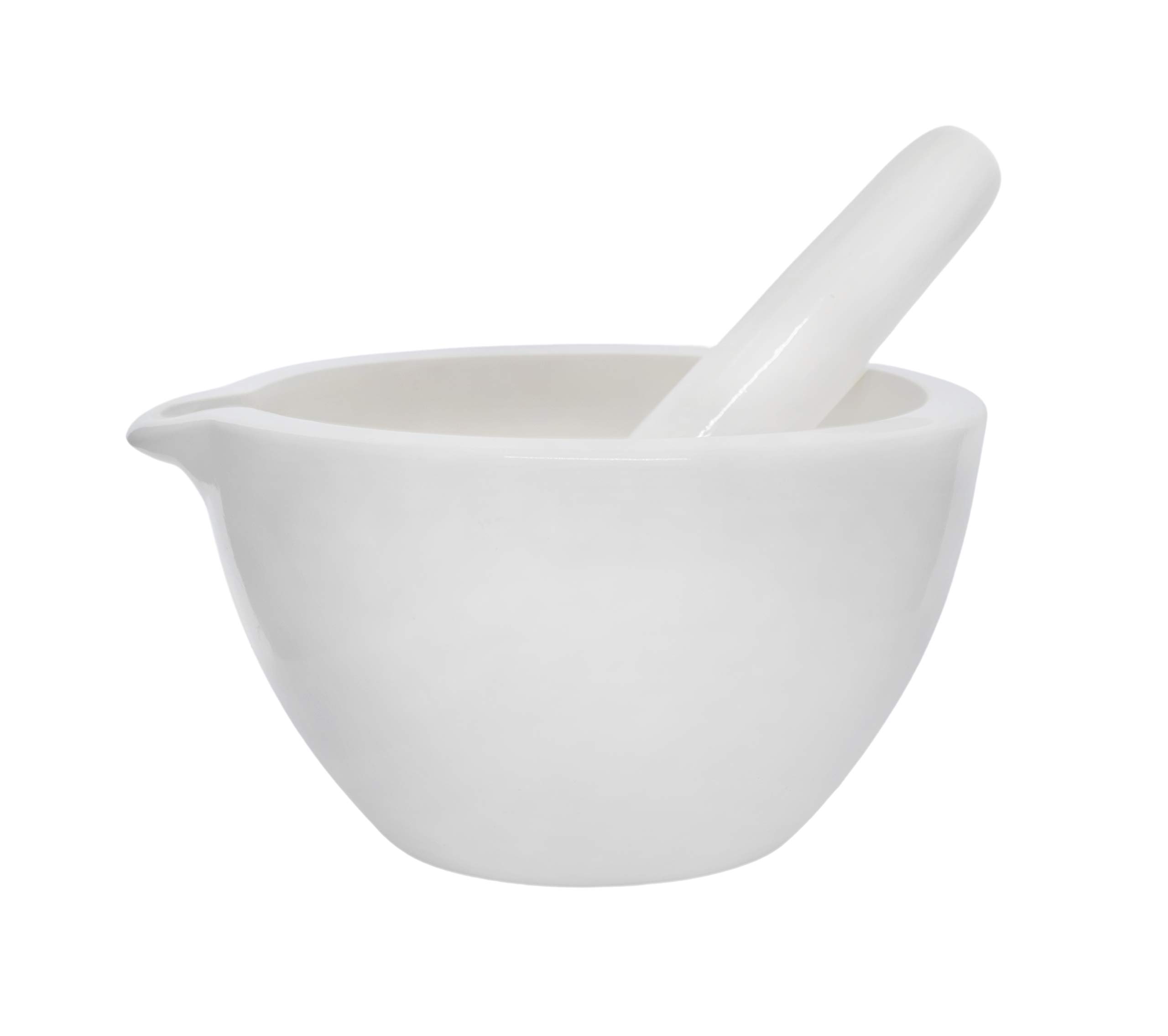 EISCO Porcelain Mortar & Pestle Set, 18oz (550ml) - Unglazed Grinding Surface - Excellent for Kitchen or Laboratory - Grinds Powdered Chemicals, Herbs & Spices - Pill Crusher - White Labs