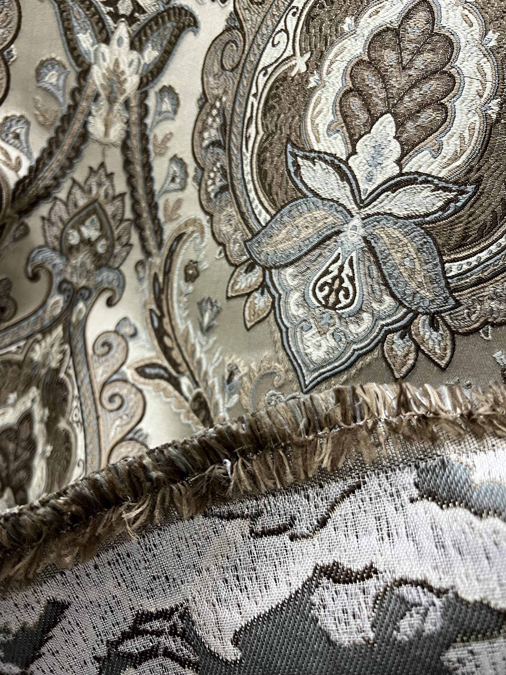 Decora Furnishings Luxurious Woven Jacquard Majestic Damask Fabric for Upholstery, Dining Chairs, Window Treatments, Crafts - Renaissance Rococo Victorian - 54" Width - by The Yard (Beige/Brown)
