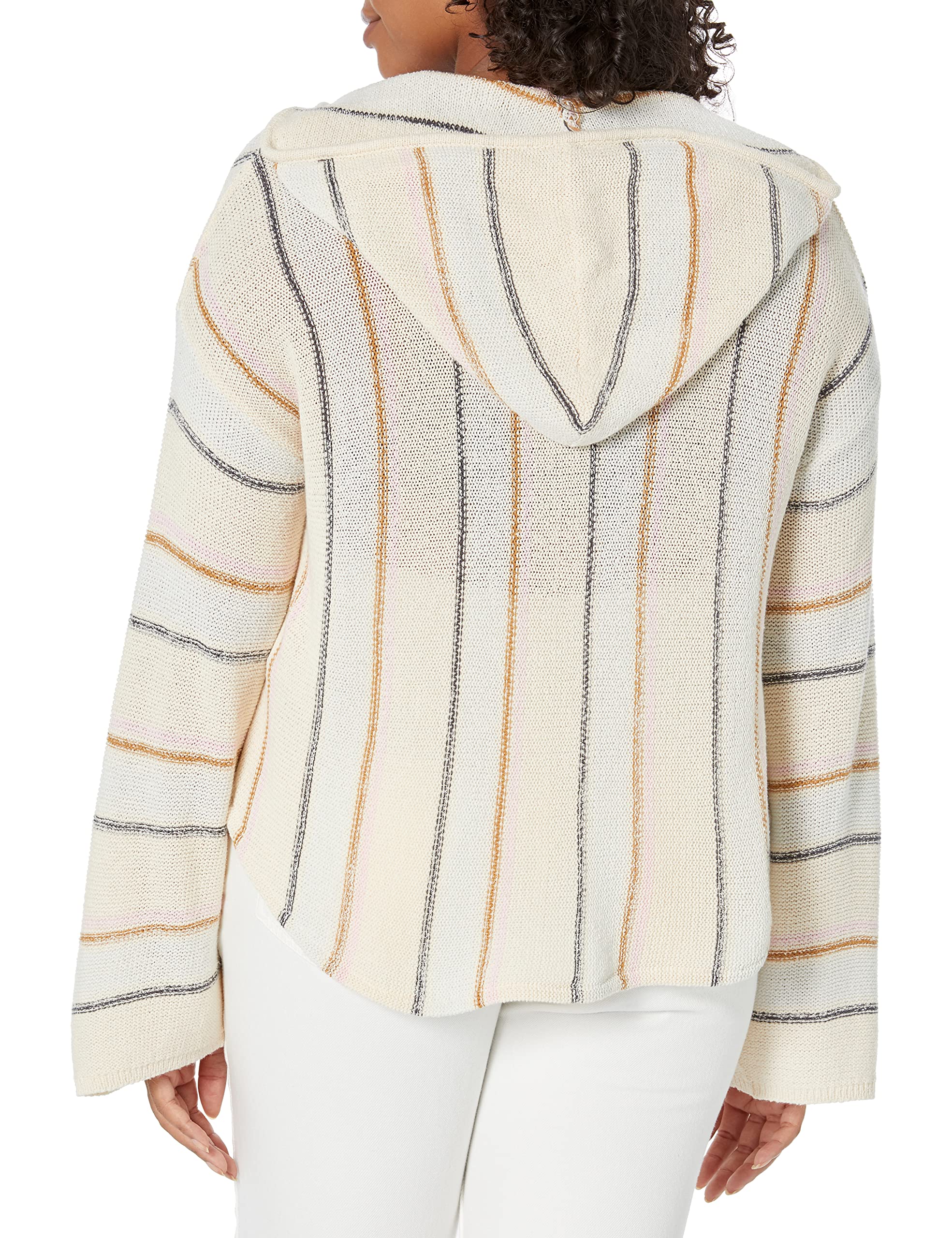 Billabong Women's Bonfire Hooded Baja Pullover Sweater, Whitecap, Large