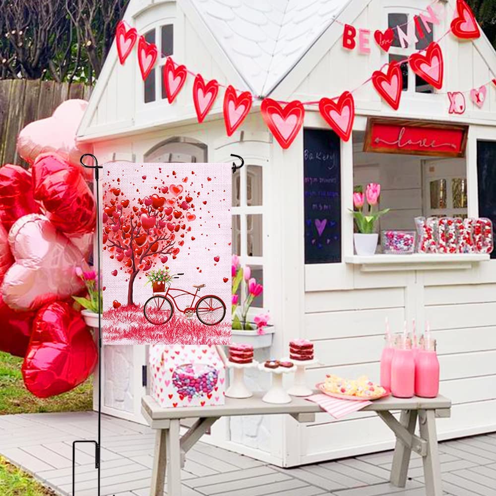 Valentine's Day Garden Flag,12 x 18 Inch Love Flag Valentines Heart Garden Flag Double Side Valentine's Day Decoration(12x18/28x40)