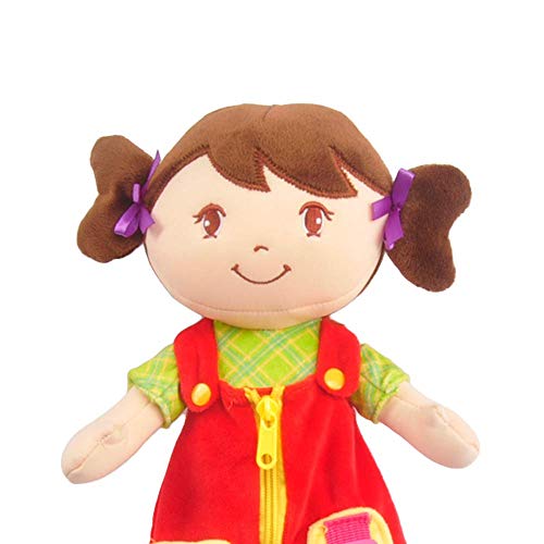 Linzy Plush 16" Educational Plush Doll, Adorable Plush Doll Comes with clad,a Removable Outfit Packed with Closures-Perfect for Testing a Little One's Growing Problem Solving and Motor Skills