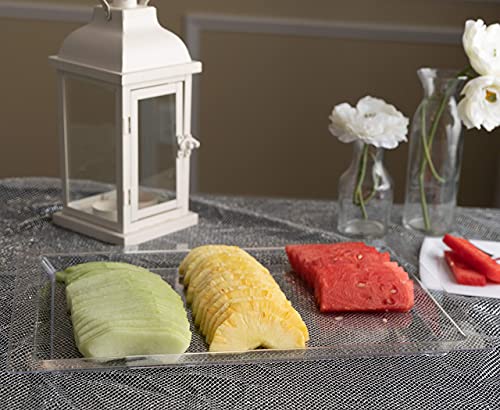 PARTY BARGAINS 16" x 11" Plastic Serving Trays - (4 Pack) Disposable Clear Plastic Trays, Excellent for Weddings, Buffets, Birthday Parties
