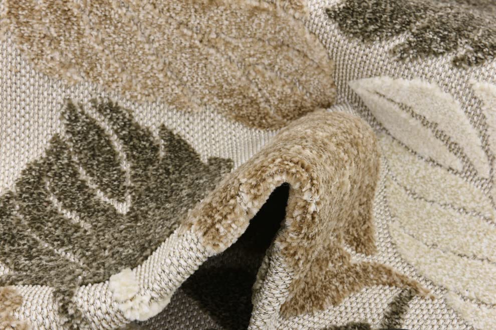 Unique Loom Outdoor Botanical Collection Area Rug - Augusta (2' x 6' Runner, Beige/ Ivory)