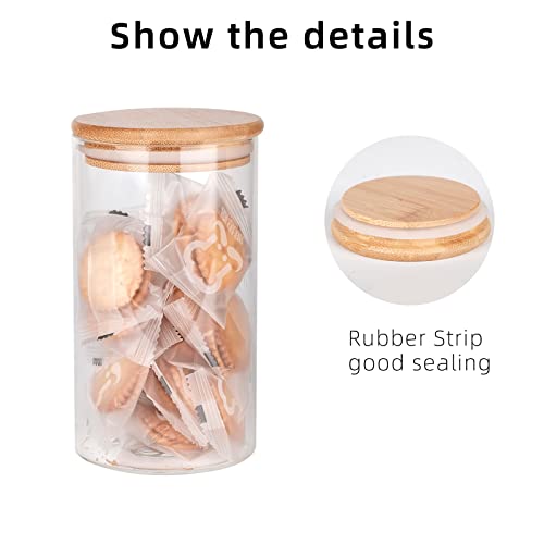 IZEJAZT Glass Jars With Bamboo Lids. 5 Pc Set of Air Tight Sealable Containers. Food Jar Canisters with Airtight Lid for Pantry Storage and Kitchen Organization.