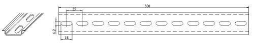 DIN Rail - 300 mm (~12 Inch(11.8")) New Pre-Cut 35x7.5mm Slotted Steel RoHS Compliant Plated