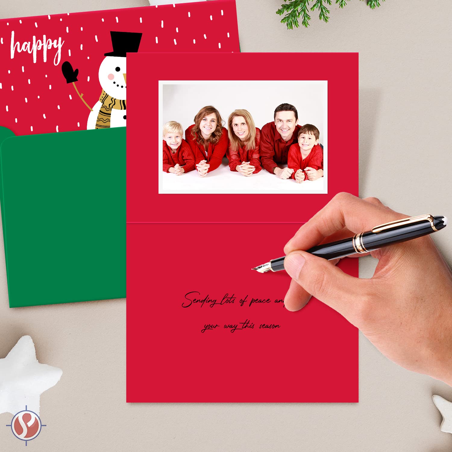 Blank Red A2 (4.25" x 5.5") Cards with Green Envelopes β Great for Customized and Personalized Holiday, Christmas and New Year Greetings, Party Invitations, Thank You Cards and Announcements β 25 SETS