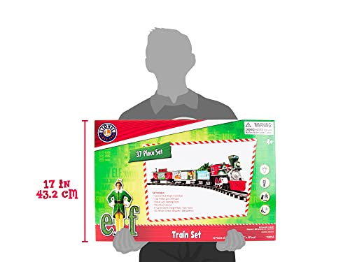 Lionel Battery-Operated Elf Toy Train Set with Locomotive, Train Cars, Track & Remote with Authentic Train Sounds, & Lights for Kids 4+