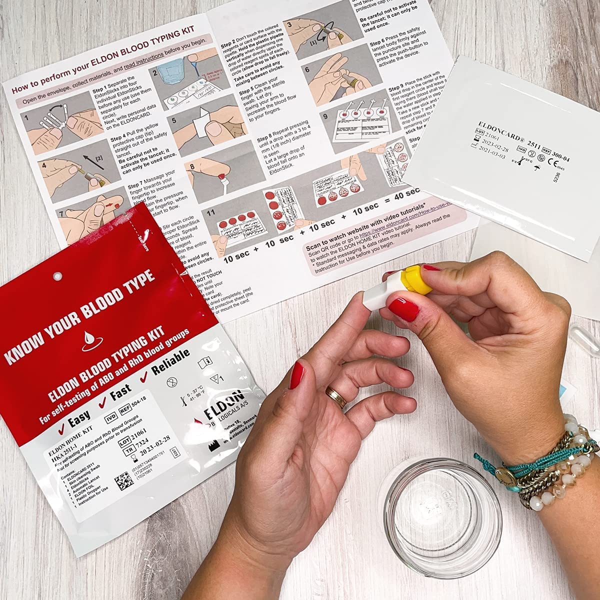 Eldoncard Blood Typing Kit, 3 Test Pack, Know Your Blood Type, Accurate Instant Home Testing, Determine A, O, B, Rhs-D Negative & Positive Groups
