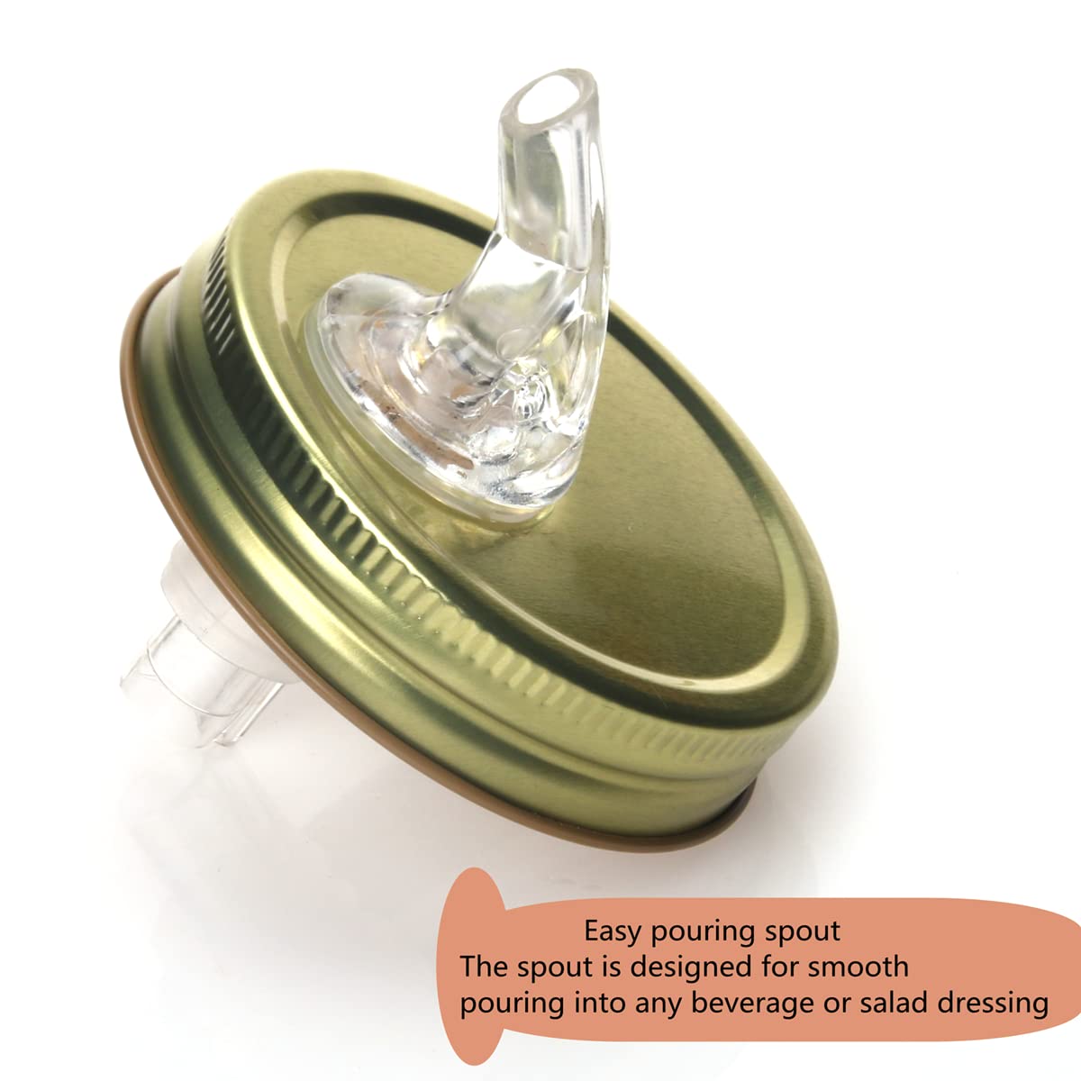 Mason Jar Pour Spouts. free flow Mason Jar Pour Spouts, mason jar for spout regular mouth size 70mm dispenser germination cover. Suitable for any liquid. Leak-Proof,Gold (2-Pack + 2 Black Lid Caps)