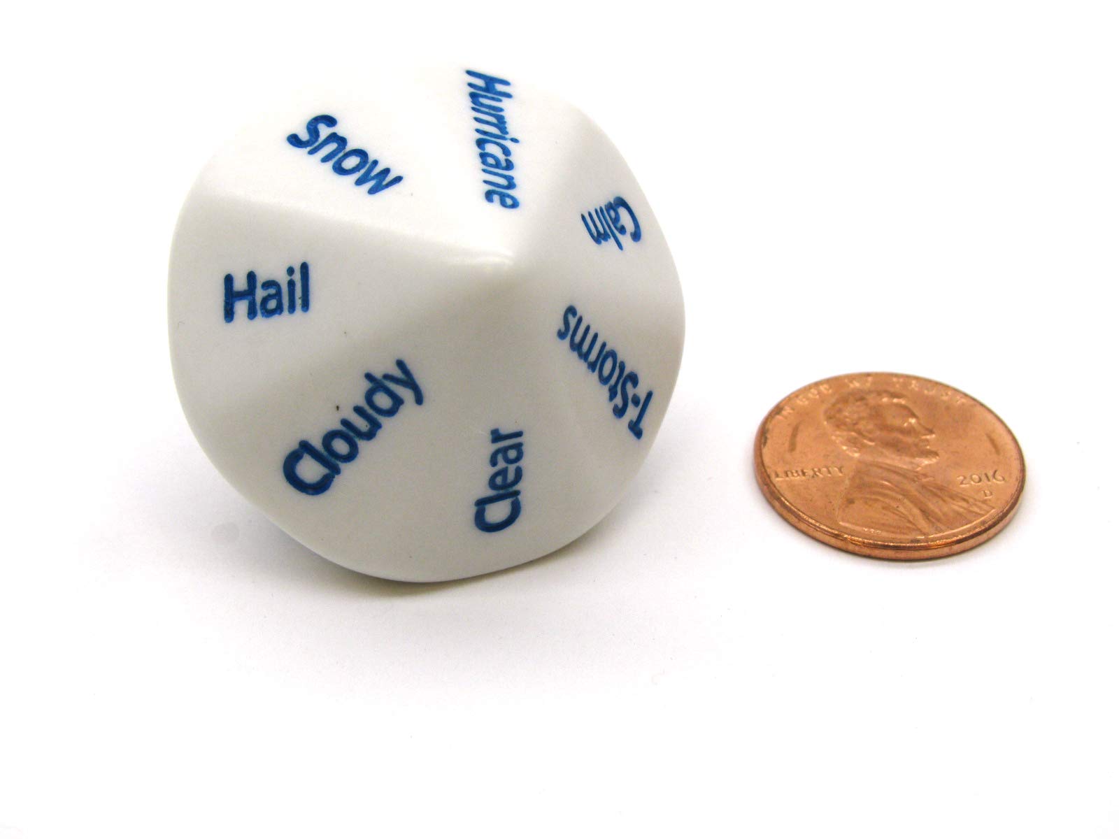 Liphontcta Koplow Games Weather Dice D14 26mm RPG D&D Setting Die, 1 Piece - White with Blue Words