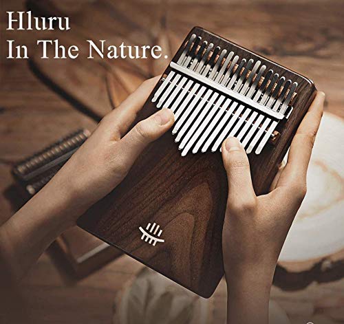 Hluru Kalimba 17 Keys | Black Walnut Sloped Flat board Thumb Piano Instrument | Class A Calimba with Carry Box Birthday Present Gifts