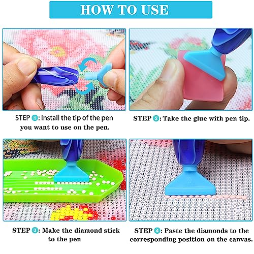 Updated Diamond Painting Pen, 13Pcs Diamond Art Pens with Screw Thread Tips, Diamond Painting Pens Tool Accessories Kit Drill Pen for Diamond Painting Art Nail Art Cross Stitch (Purple)