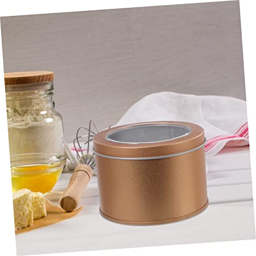 FUNOMOCYA 4 Pcs Boxes Tin Box with Window Mini Paper Cups Mini Cake Boxes Cake Containers Candle Containers with Lids Round Baking Cake Tins Tea Storage Can Dessert Container with Window