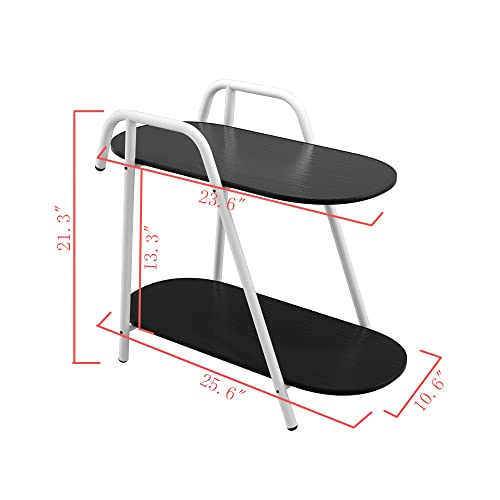 fusehome 2-Tier Tea Side Table, Plant Stand Small End Table Accent Table Living Room Bedroom Balcony Office, Modern Side Table with Storage for Living Room Balcony