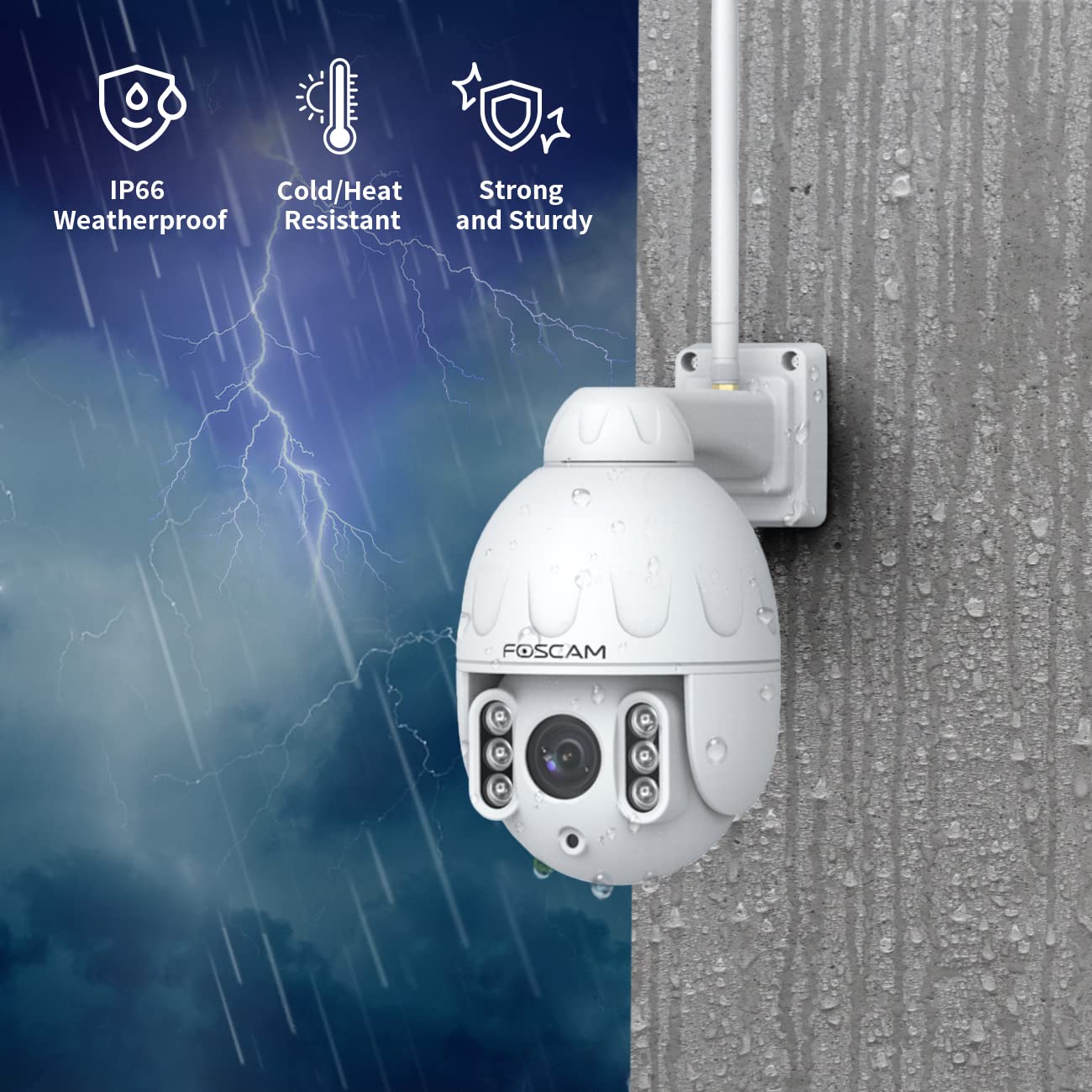 FOSCAM HT2 1080p Outdoor 2.4g/5gHz WiFi PTZ IP Camera and FAB28S Stainless Steel Waterproof Junction Box Bundle, Totally Weatherproof