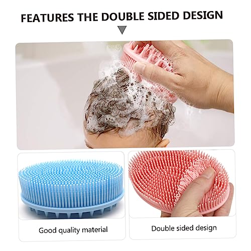 FOMIYES 4 pcs Handle Women Dual-Sided Scrubbing Double-Sided Pet Shower Silicone Massager Washer Looafh Double Shampoo Side Head Bath Brush Cleaning Body Double- Men