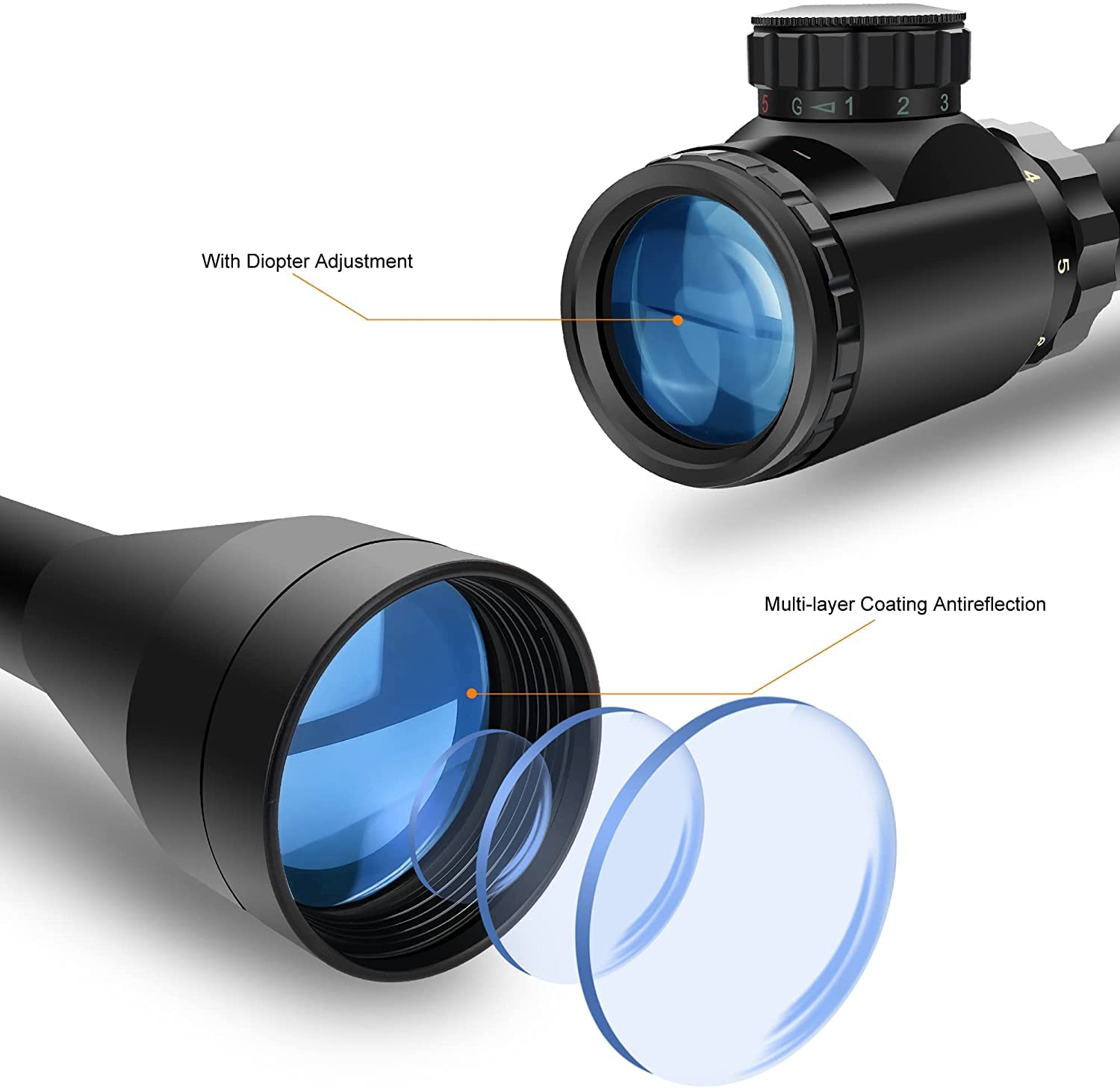 BESTSIGHT 6-24x50 Rifle Scope for Hunting Tactical 6-24X50 AOE Riflescope for Shooting with Red&Green Illuminated