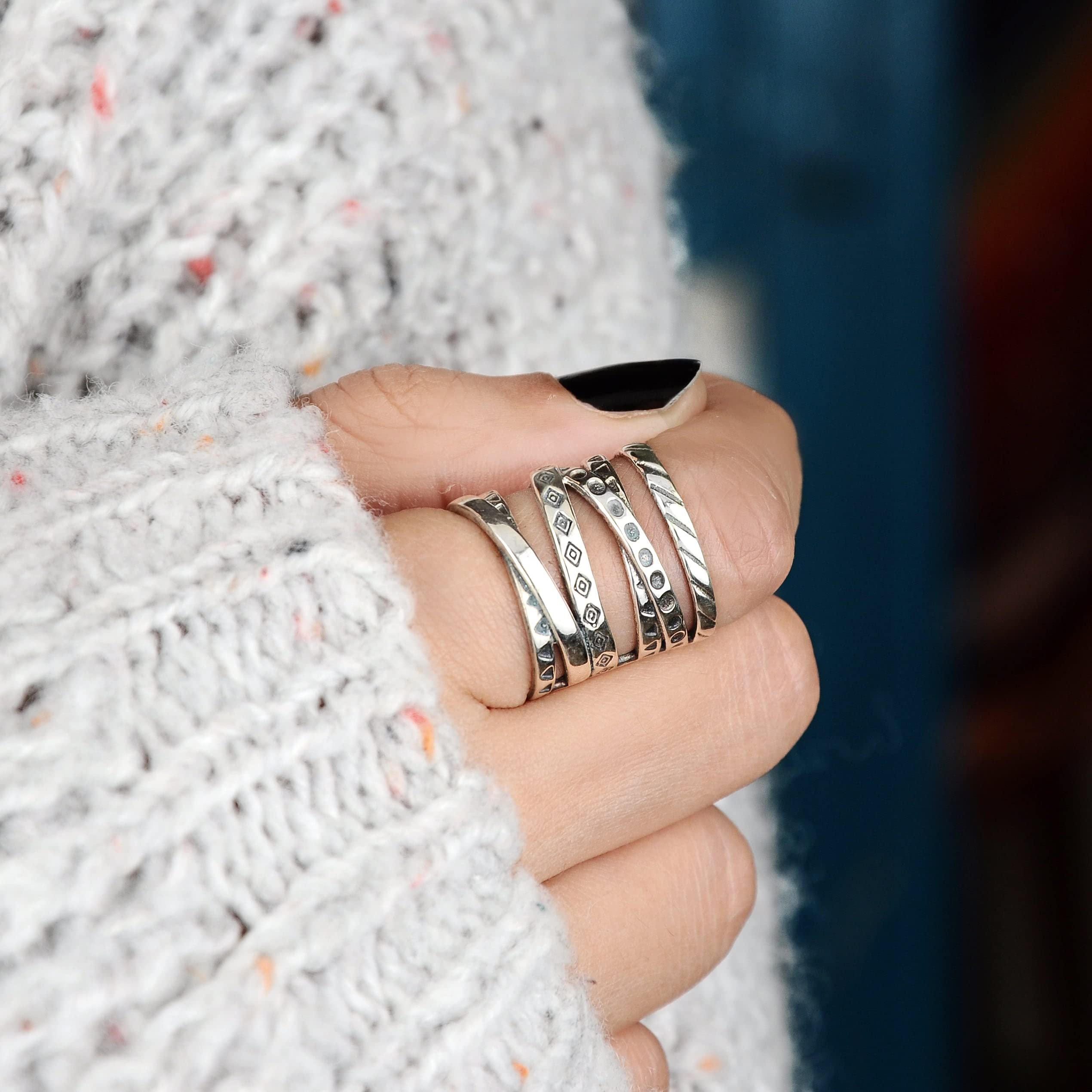 Boho-Magic Sterling Silver Ring for Women Statement Wide Band Engraved Jewelry (9)