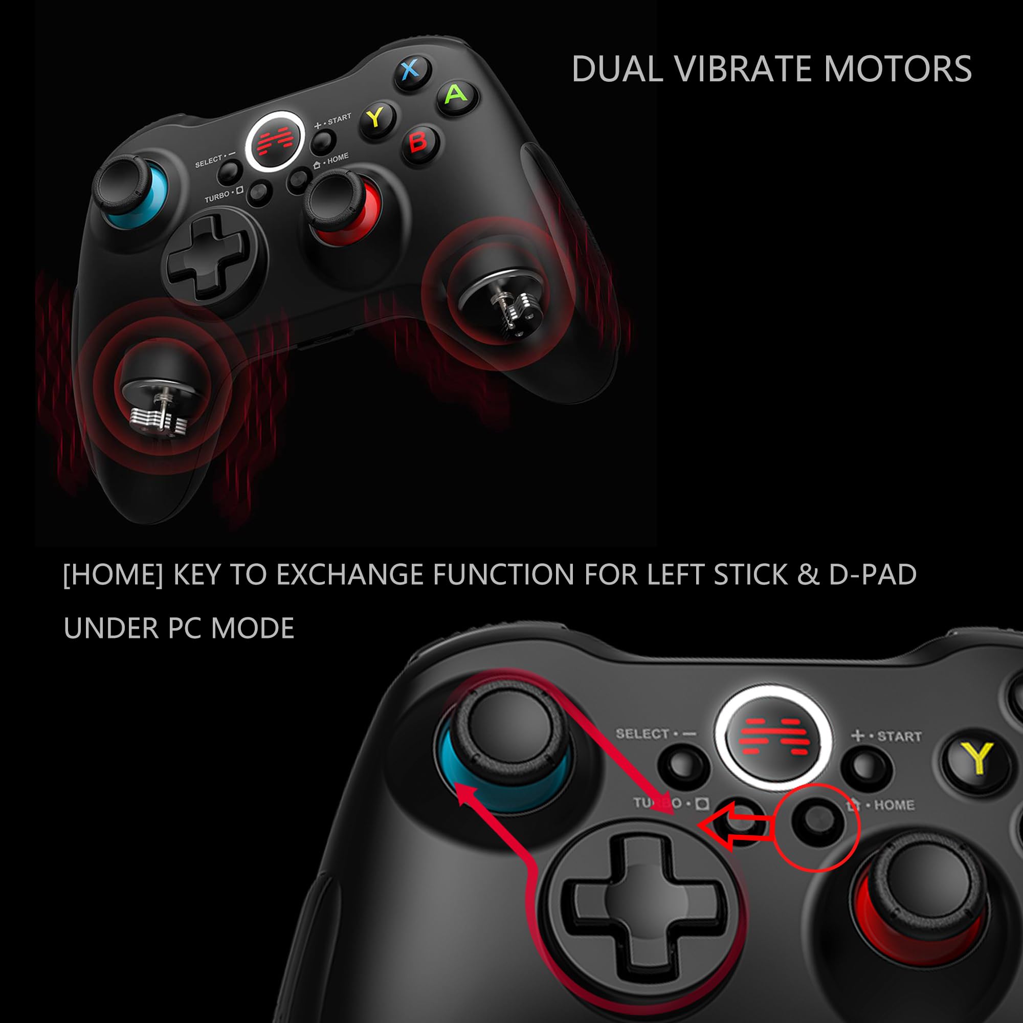 BEITONG Asura 2NS Wired PC Controller, Gaming Dual Vibrate Gamepad For Windows 7 8 10 11 Steam Deck,Dual Vibration,Turbo Function, E-sport Level Joysticks