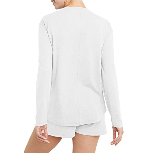 Hanes Originals Tri-Blend Long-Sleeve T-Shirt, Crewneck Tee for Women, Relaxed Fit, ECO White, Large