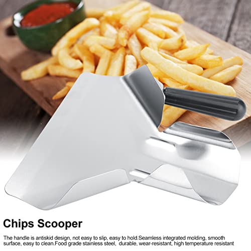 Multifunctional Kitchen Thickened Stainless Steel French Fries Shovel French Fries Bagging Spoon, Open Design For Easy Access Surface Non Slip Detachable Seamless One Piece Durable