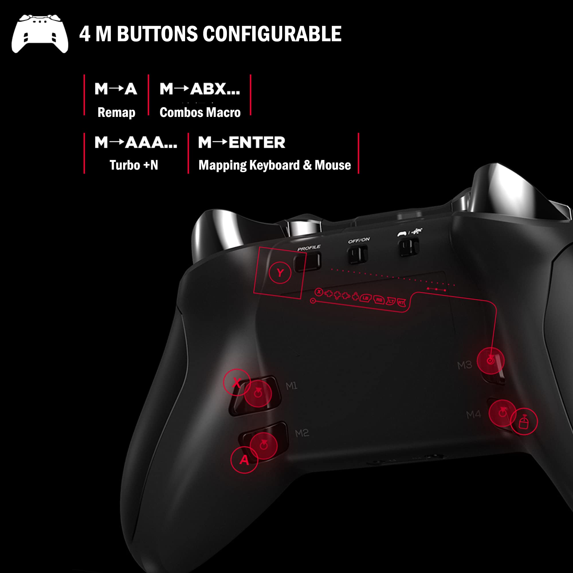 BEITONG Zeus PC Switch Game Controller Android iOS Mobile TV Bluetooth Wireless Gamepad Gaming,1000mAh/6 Axis Somatosensory Control/Macro Program/Configurable Button/3 Joysticks ABXY Replaceable (Zeus Platinum)