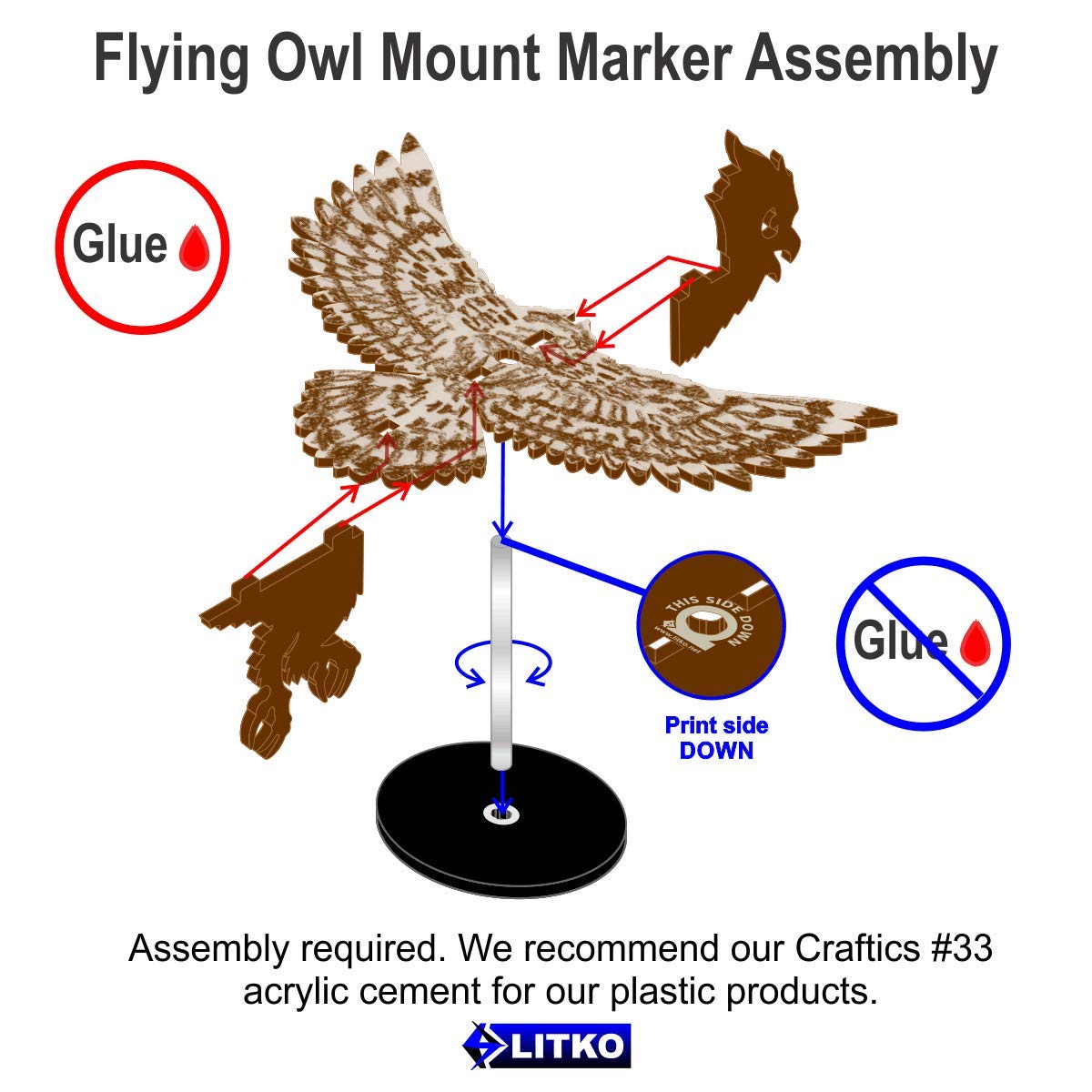 LITKO Bird Character Mount | Bird of Prey | Role Playing Games | Compatible with Dungeons & Dragons and Pathfinder Games (Owl)