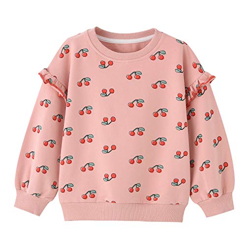 BINIDUCKLING Toddler Crew Neck Sweatshirt Girls 2T Cherry Pink
