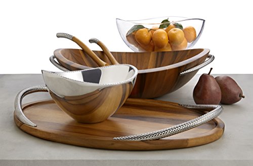 nambe Braid Serving Platter | 19-Inch | Large Serving Tray for Party | Platters for Serving Snacks, Food, Cookies | Dessert Platters | Kitchen Trays for Serving Pastries or Appetizers (Acacia Wood)