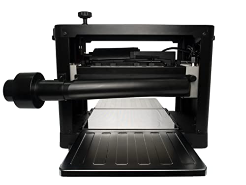 Cutech 40700H 12-1/2-Inch Spiral Cutterhead Benchtop Planer with 24 Tungsten Carbide Inserts, Single Speed Feed Rate, Snipe Minimizer, and Board Return Rollers