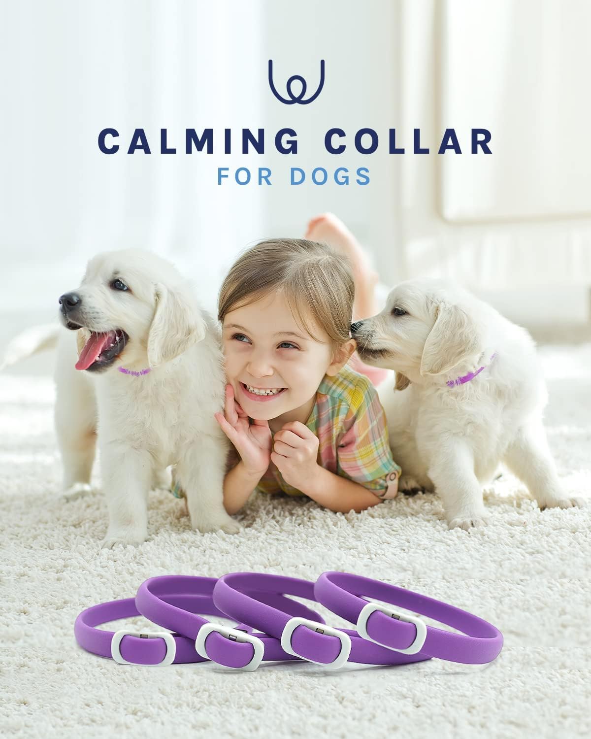 Calming Collar for Dogs - Adjustable Separation Anxiety Relief Dog - 60 Days Sustained Release of Pheromones for Small, Medium, and Large Dog Breeds, 4 Packs