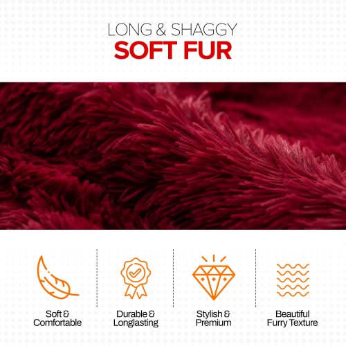 Cheer Collection Long Shaggy Hair Throw Blanket - Ultra Soft and Fuzzy - 50" x 60" inches, Maroon