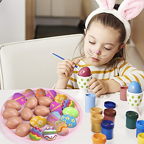 HANSGO Deviled Egg Platter, Pink Deviled Egg Containers with Lid Plastic Deviled Egg Keeper Platter Carrier for Holiday Season Table Party, 22 Egg Slots