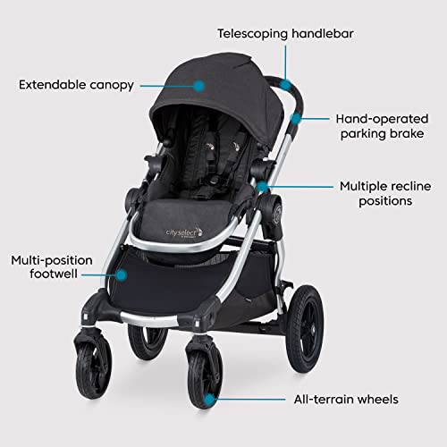 Baby Jogger City Select Travel System | Baby Stroller with City Go 2 Car Seat | Stroller Car Seat Combo with 16 Ways to Ride, Jet