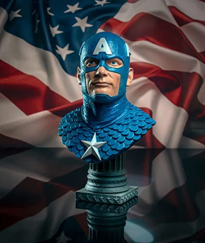 Legends in 3-Dimensions: Marvel Comics Captain America 1: 2 Scale Bust, Multicolor
