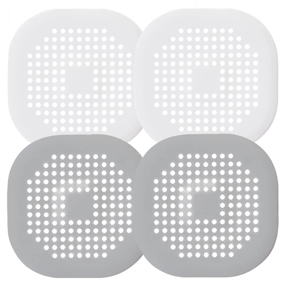 Kaxich Sink Strainer Protector, 4 Pcs Silicone Drain Protector with Sucker, Shower Drain Covers Hair Catcher, Sink Strainer Plug Filter Trap for Bathroom, Bathtub and Kitchen