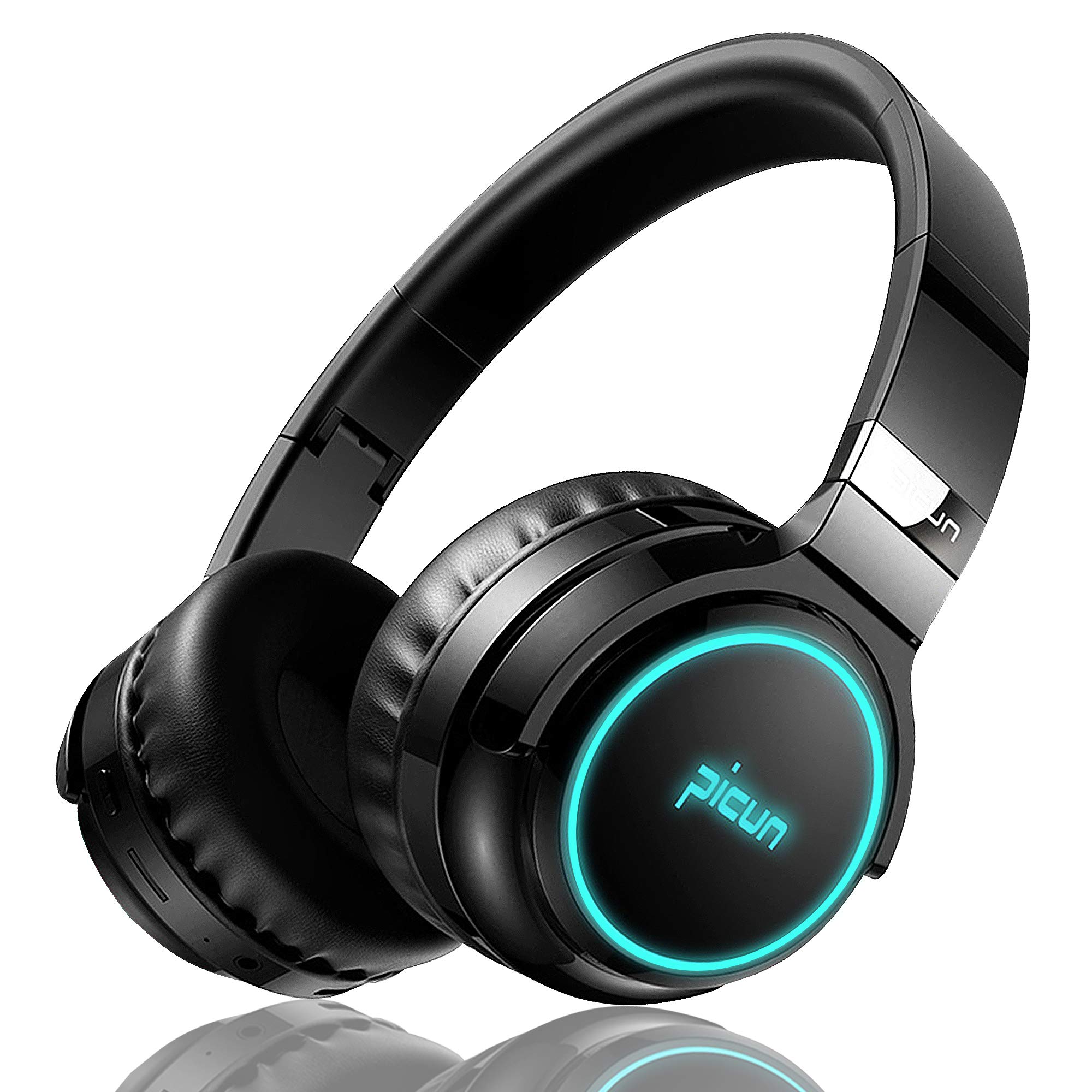 Bluetooth Headphone Wireless Over-Ear Headphone with Mic HiFi Stereo Headset Foldable Noise Cancelling Earphone Micro SD Comfortable Protein Earpads 80 H Playtime for Travel/Work(Black)